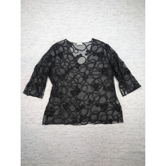Vine Street Apparel | Tops | Vine Street Mesh Embroidery Top Sheer ...
